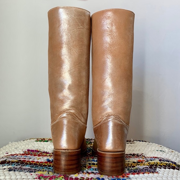 Frye | Shoes | Frye Campus Boots 4l New Metallic Silver Gold Tall ...
